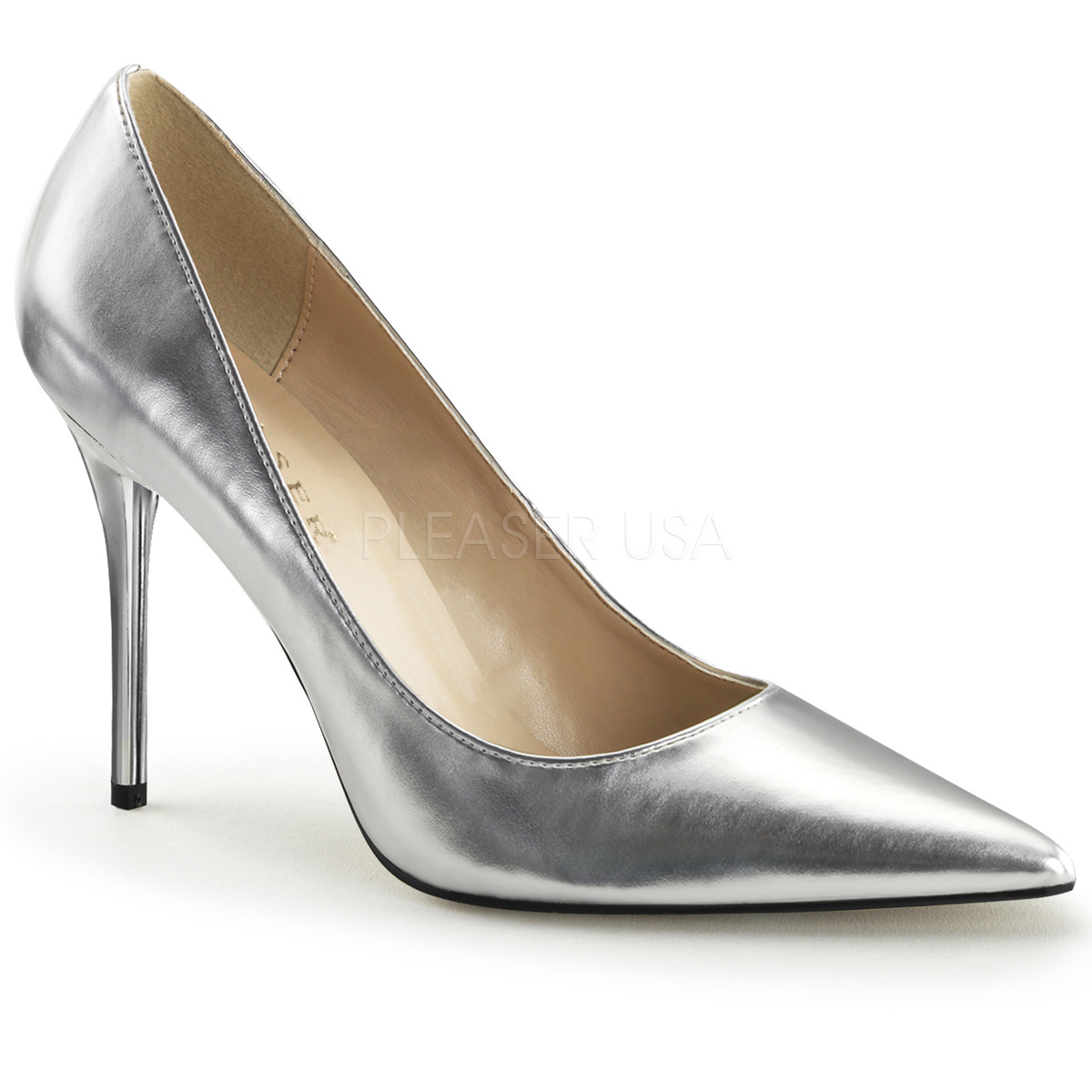 CLASSIQUE-20 Pumps silber Kunstleder mit 10 cm Stiletto Absatz ...